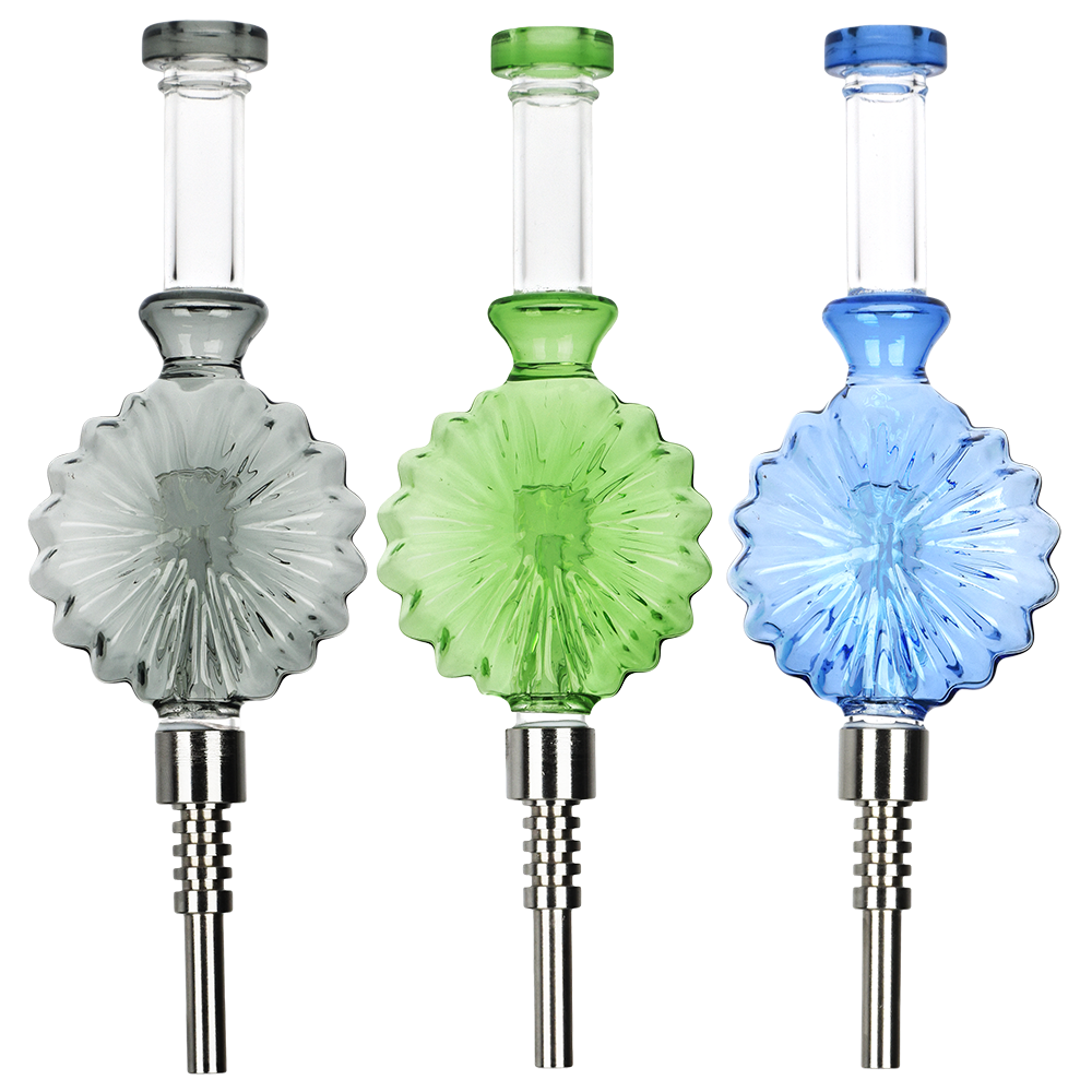 Art Deco Round Dab Straw – Glass Concentrate Straw with Titanium Tip