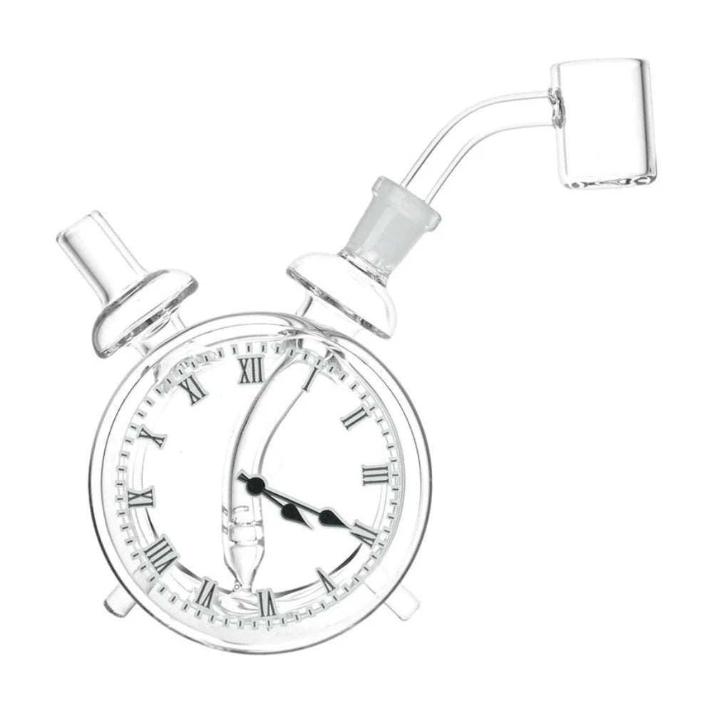 420 Glow in the Dark Mini Rig – Novelty Clock Dab Rig with Quartz Banger
