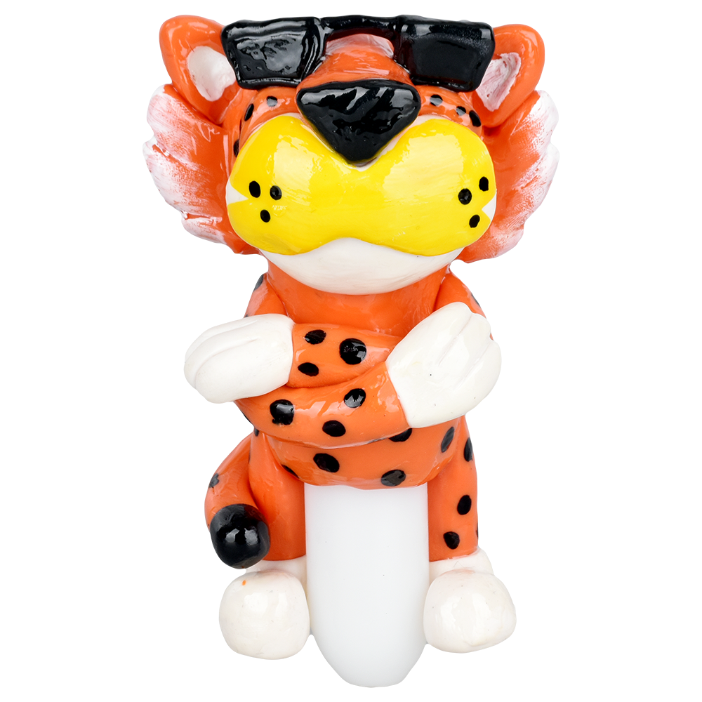 Cheezy Cheetah Pipe – 5.5" Spoon Pipe with Hand-Painted Resin Design