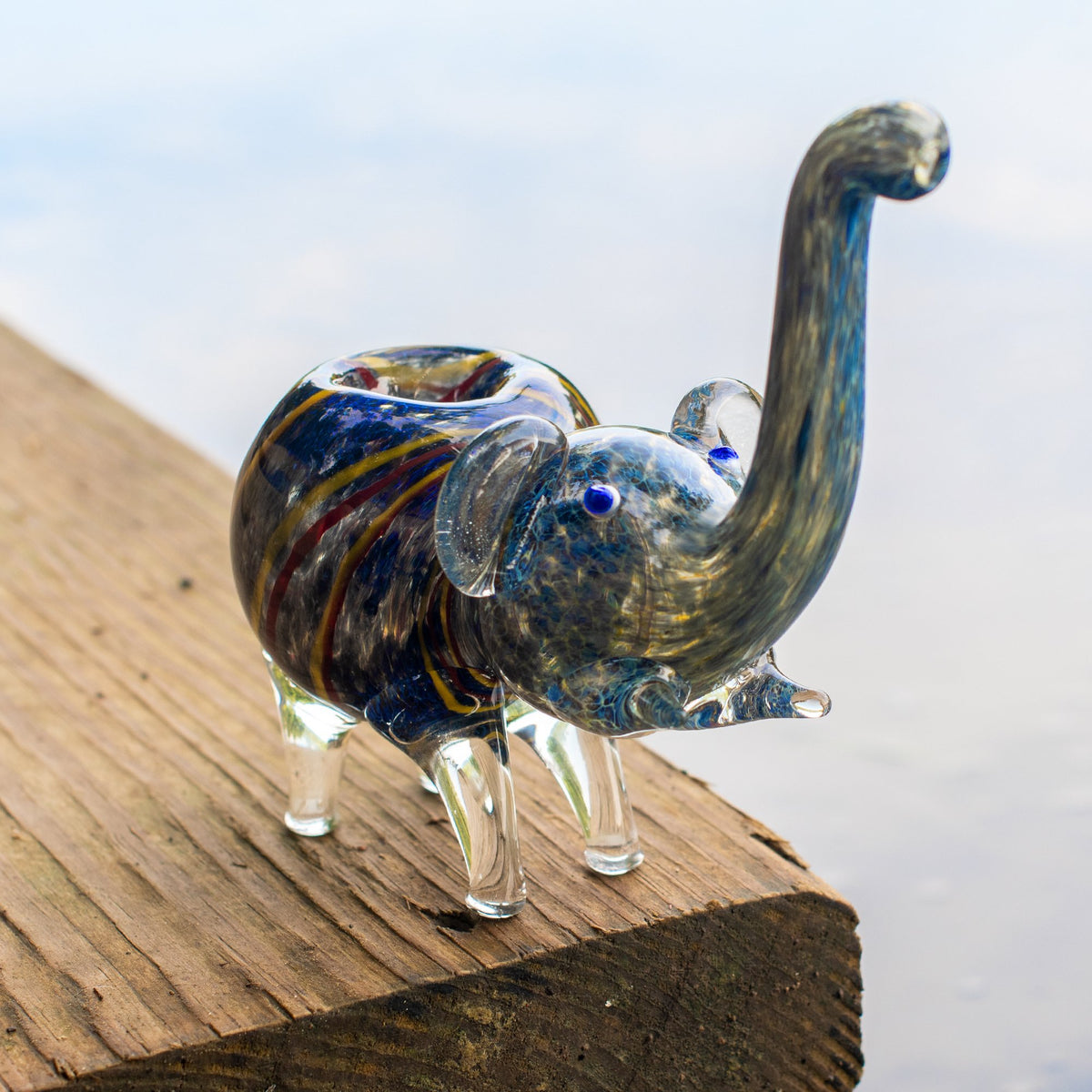 Elephant Glass Pipe – Handmade Animal Pipe with Tail Carb & Thick Glass